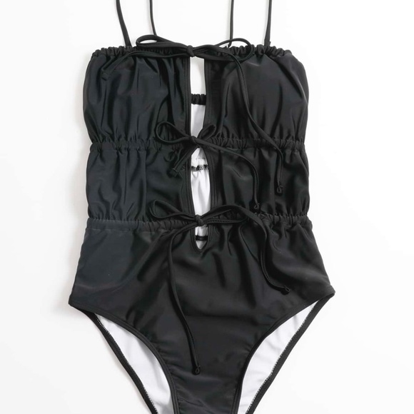 Swim | Boho Ruched Cut Out Rust Monokini Spring Black | Poshmark